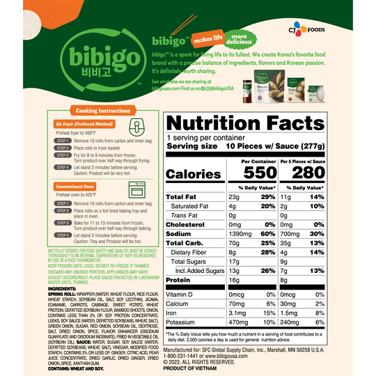 bibigo™ Vegetable Spring Rolls with Soy Ginger Sauce (9.8 oz) – BibigoUSA